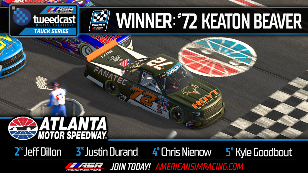 Keaton Beaver Leads One Lap To Win Atlanta! - American Sim Racing