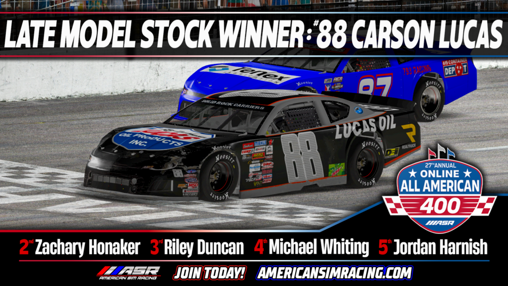 Carson Lucas Secures The Win In The Big T Motorsports All American 100 ...